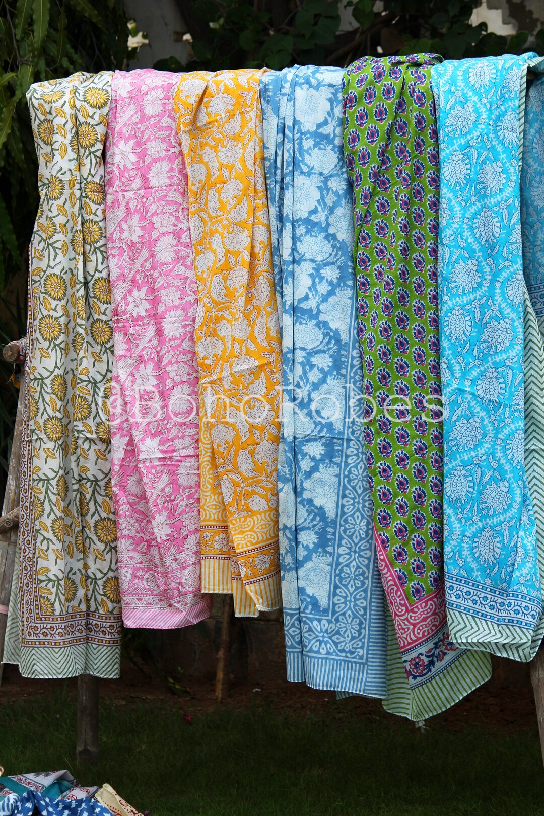 100% Pure Cotton Hand Block Printed Sarongs, Indian Cotton Scarves ...