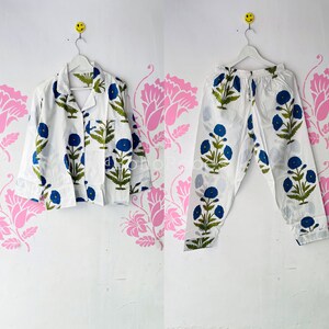 Indian Block Printed Cotton Pj Set, Women's Pajama Set, Bridesmaids Pj ...
