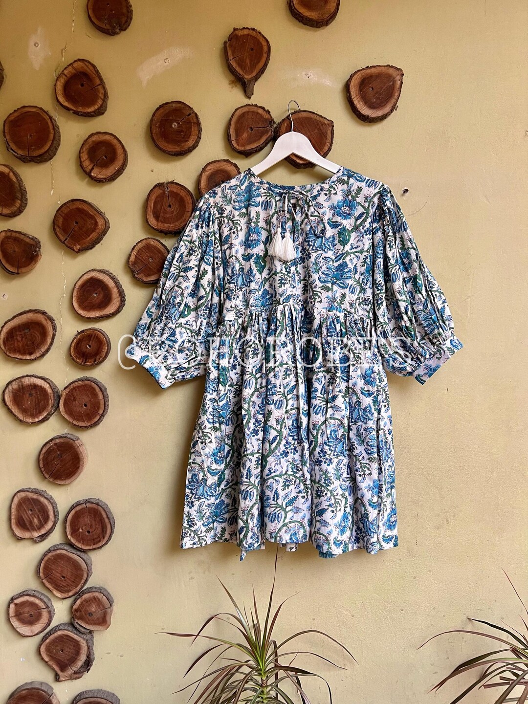 Floral Hand Block Print Kyra Midi Dress | Bohemian Cotton Dress ...