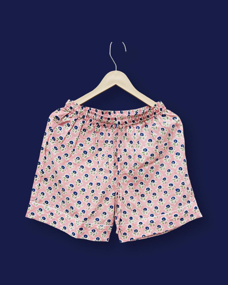 Floral Cotton Pajama Set: Handmade Block Print Short Set - Etsy UK