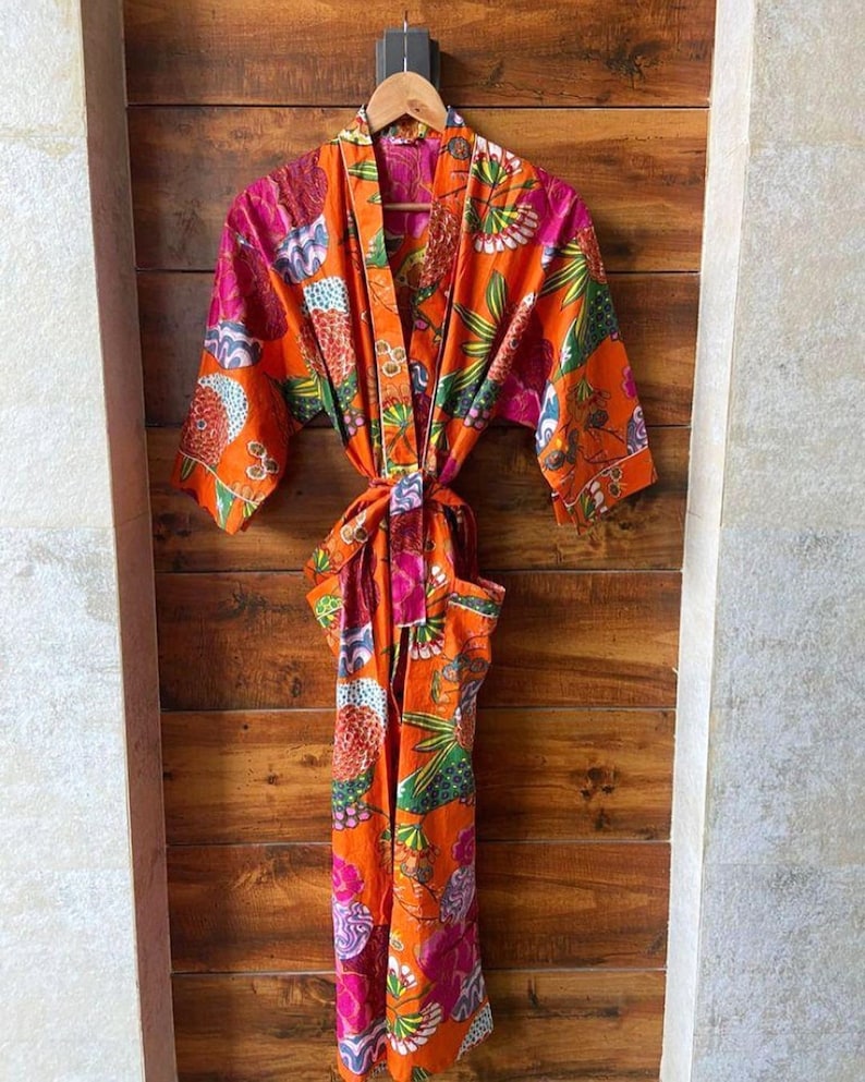 New Tropical Print Kimono Robe Indian Soft Cotton Kimono - Etsy