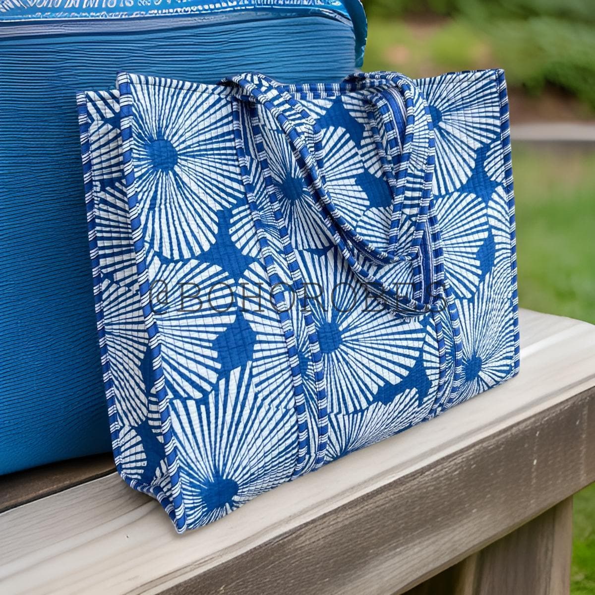 Hand Block Print Cotton Tote Bag: Handmade Quilted Boho Market Bag - Etsy