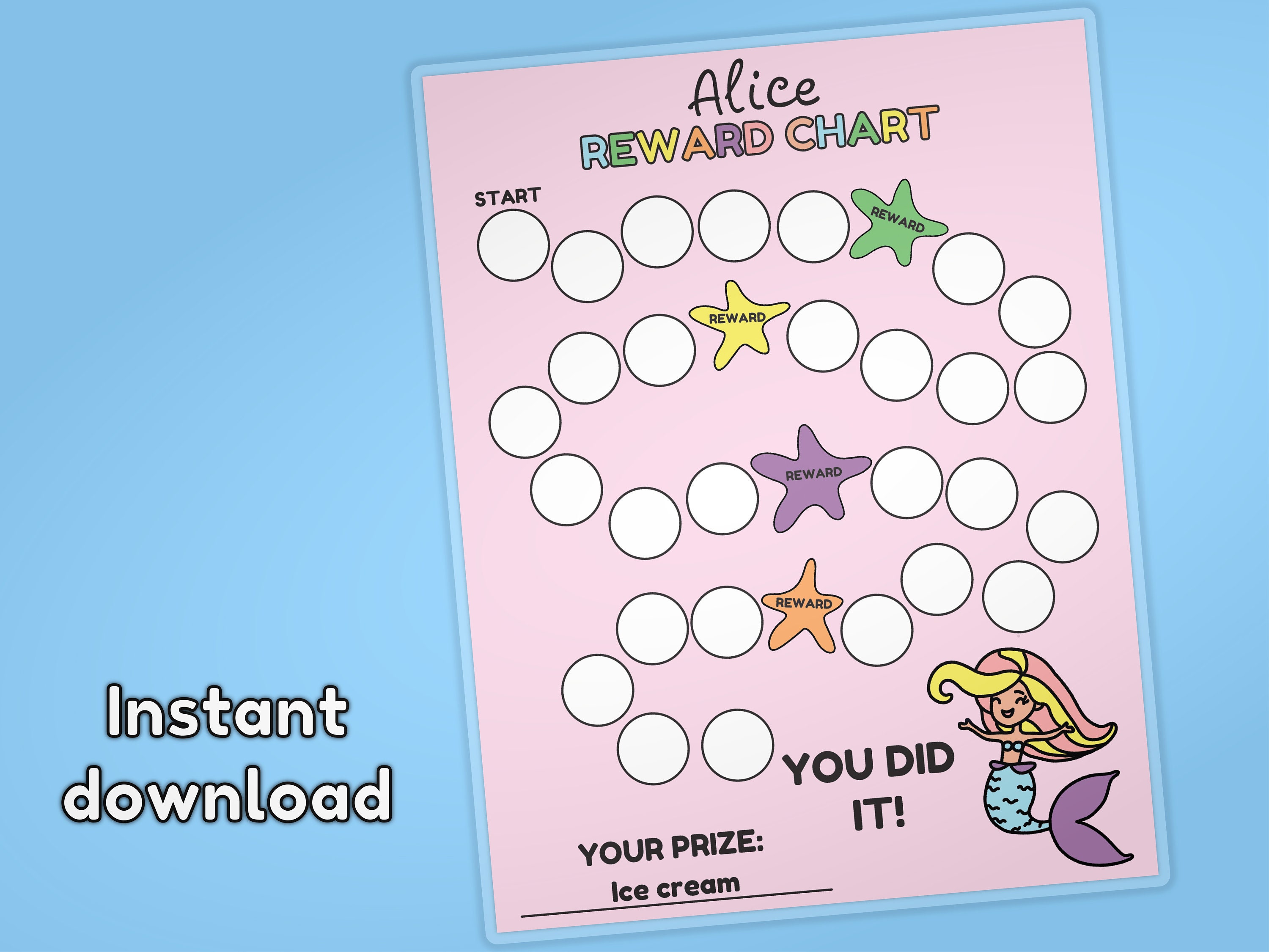 Girls Reward Chart Printable Behavior Chart Toddler Reward | Etsy