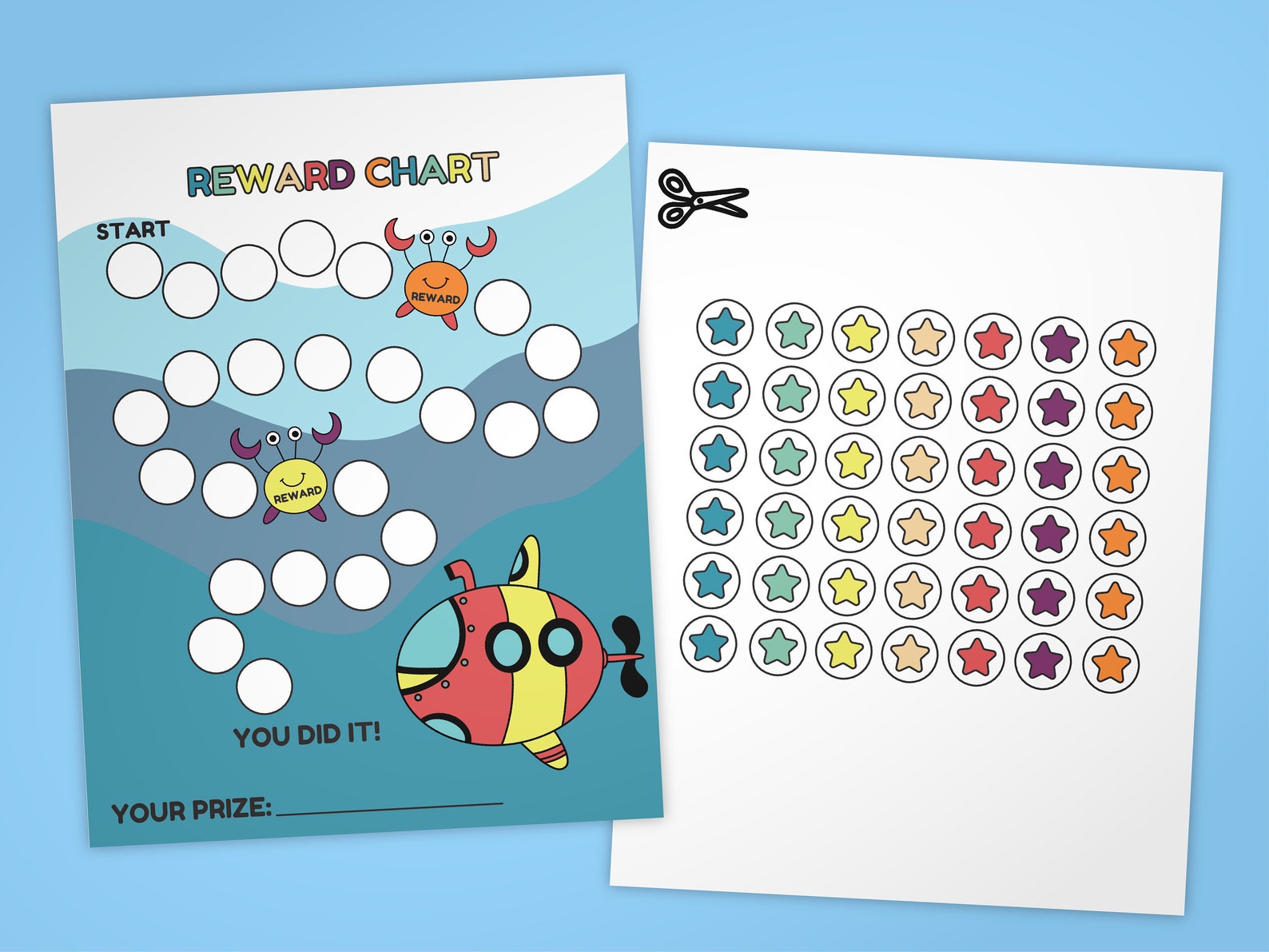 Boys Reward Chart Reward Sticker Chart Toddler Reward Chart | Etsy