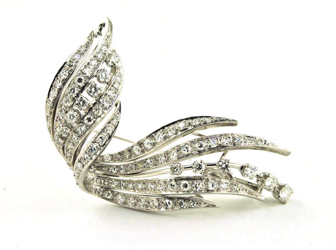 Superb 1960's Diamond Brooch Set on Platinum 950 - Etsy