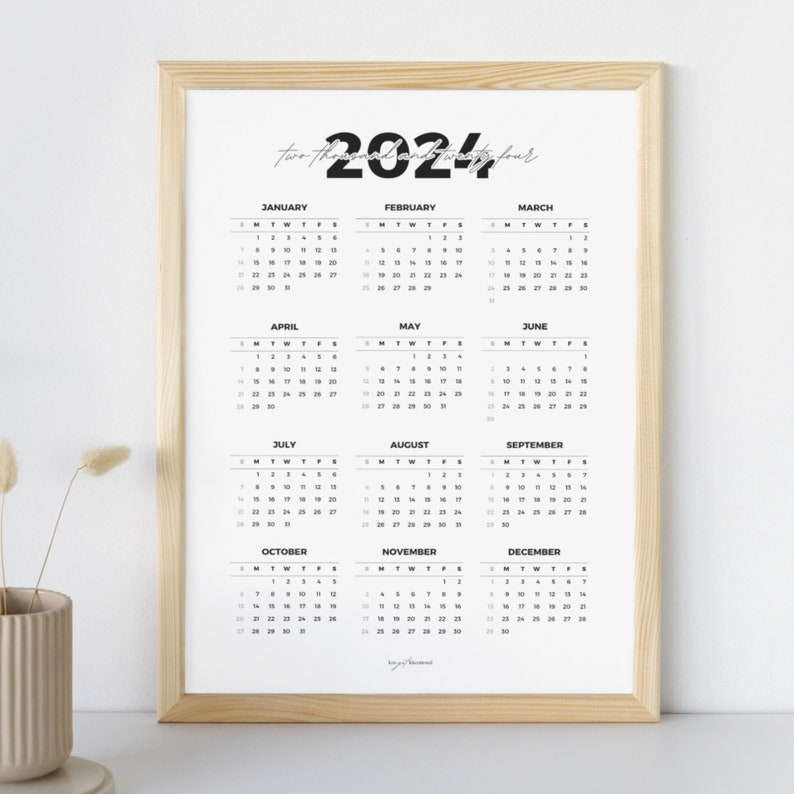 2024 Year at a Glance Printable Download 2024 Year Planner A1 A2 A3 A4 ...