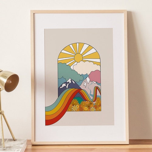 Psychedelic 70s Print Retro Vintage Wall Art Abstract - Etsy Australia
