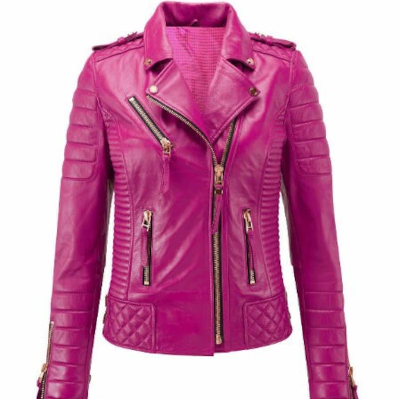 Pink Leather Jacket - Etsy