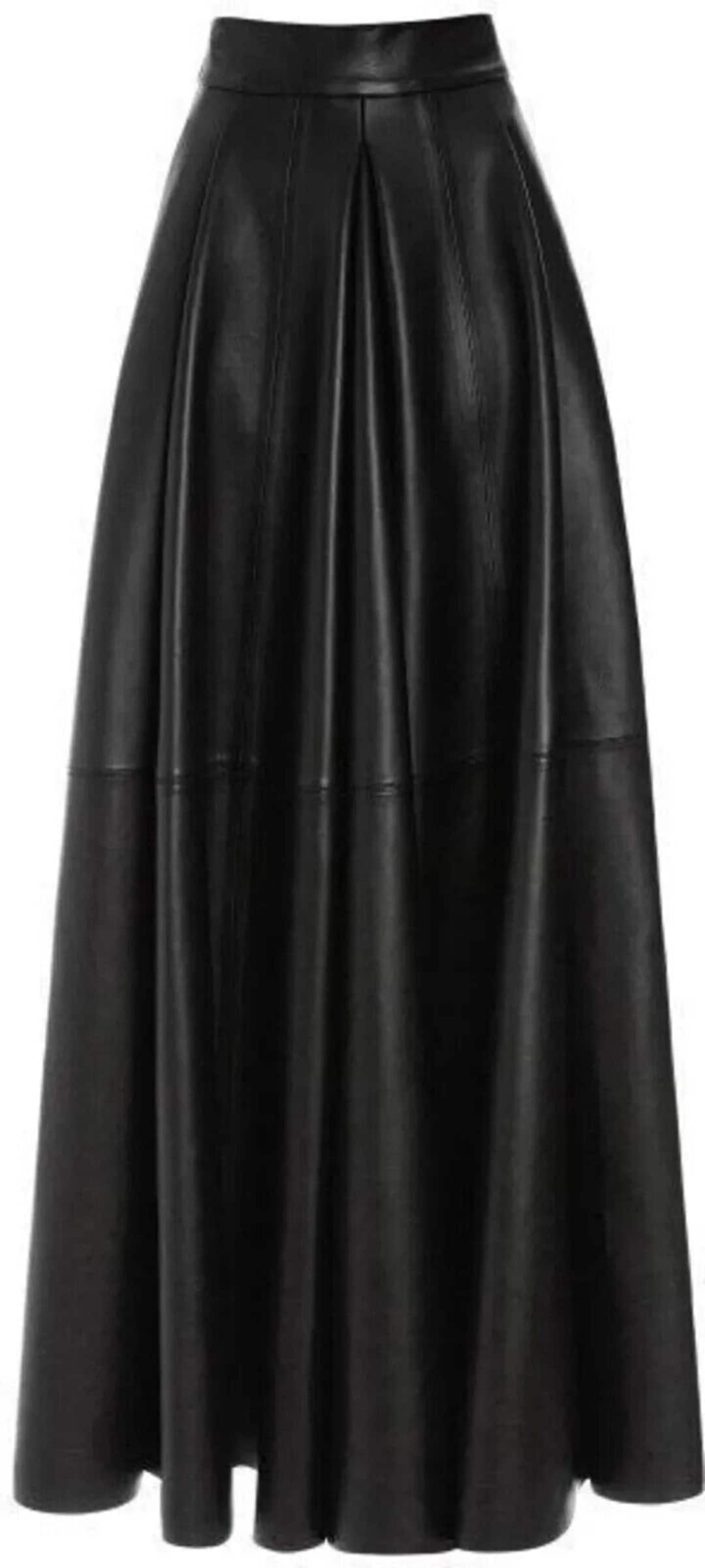 Custom Made Plus Size Genuine Lambskin Leather Maxi Skirt - Floor ...