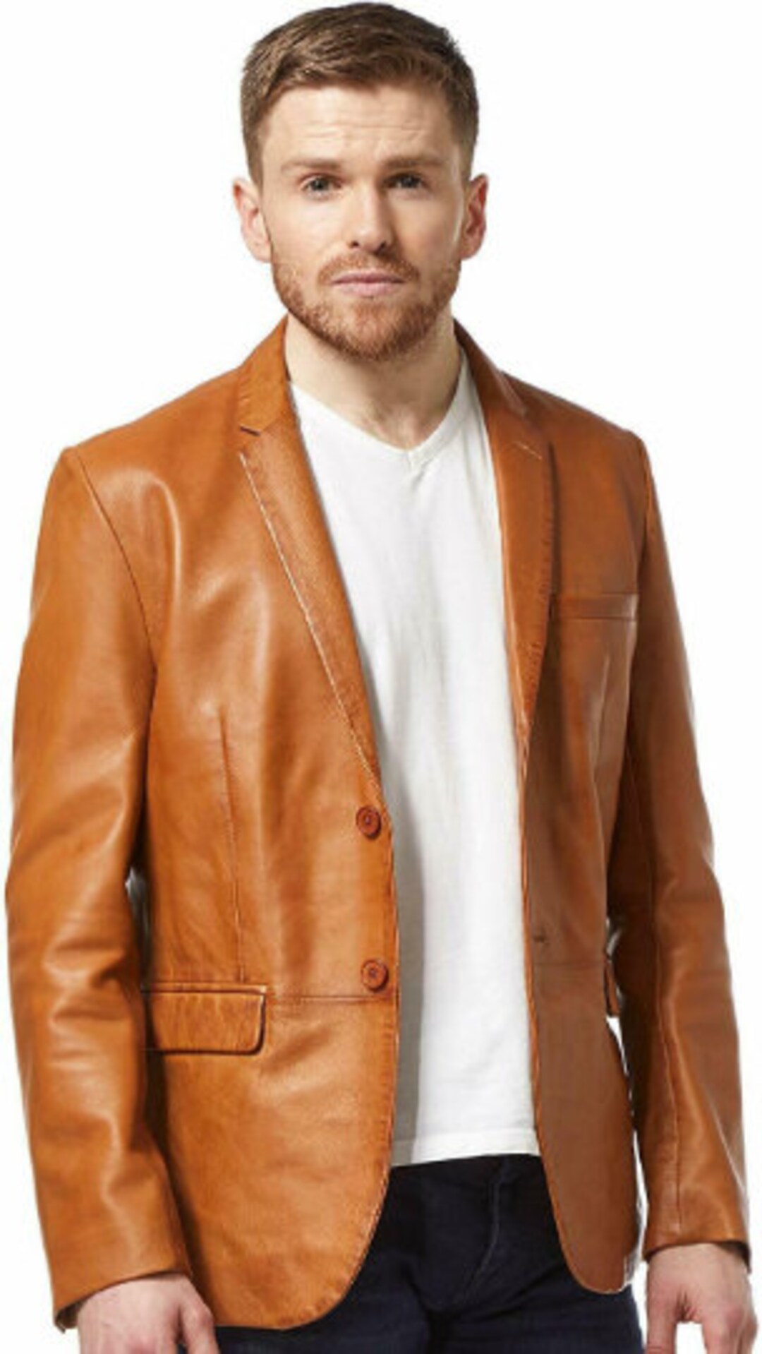 Men's Leather Blazer / Genuine Lambskin Leather Blazer / New Handmade ...