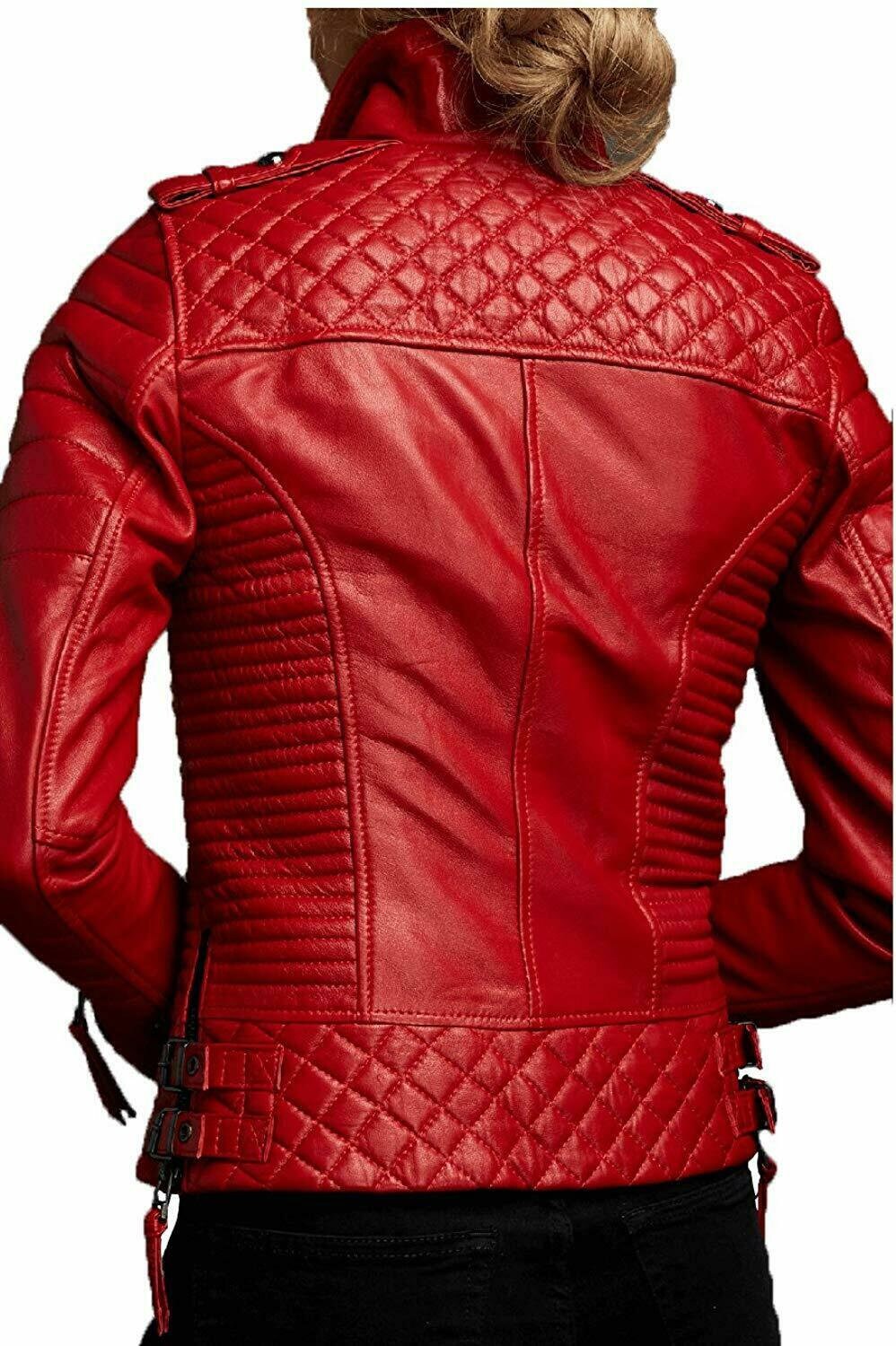 Women's Plus Size Red Lambskin Leather Jacket Slim-fit - Etsy