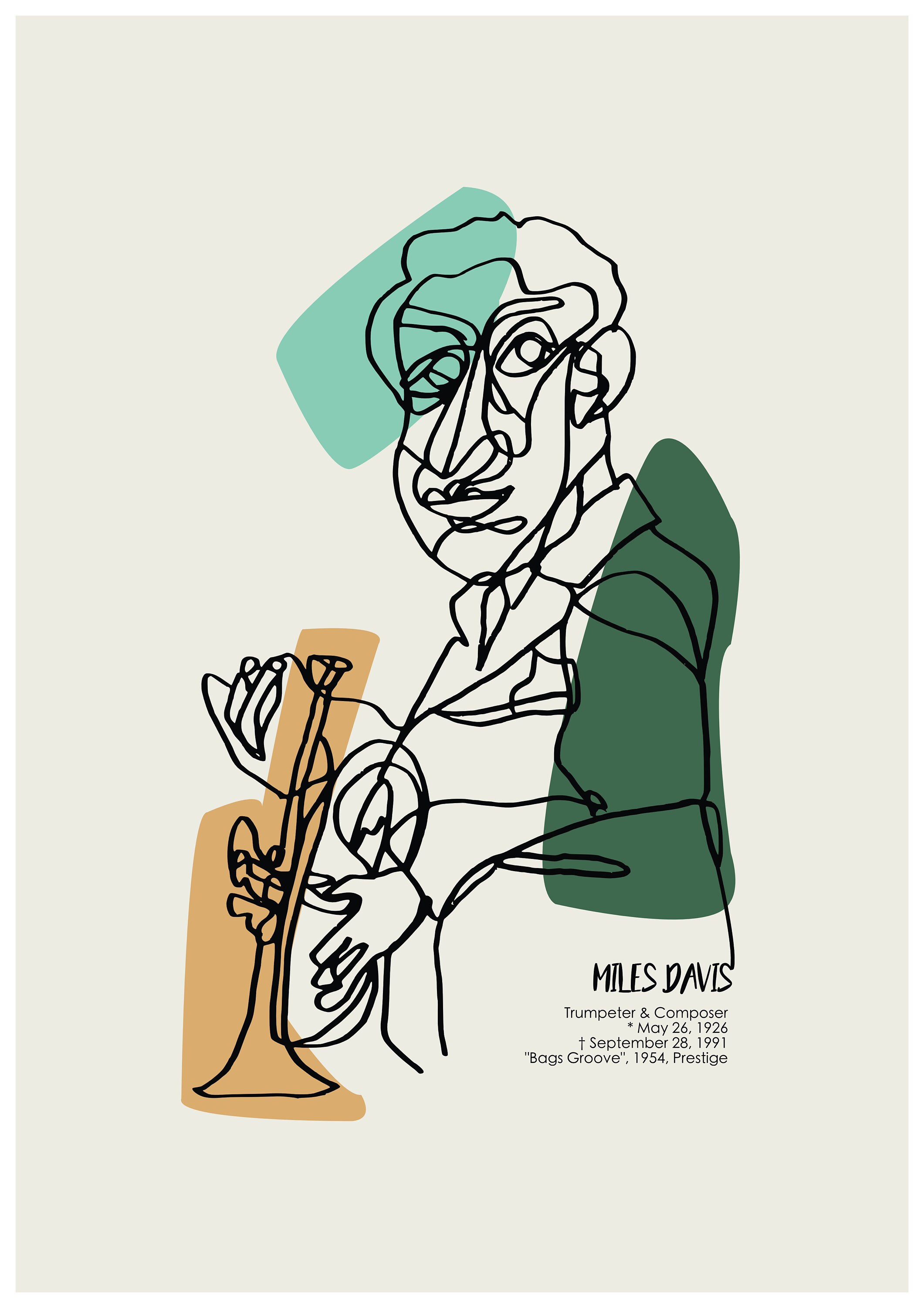 Miles Davis Illustration Poster or Fine Art Print limited | Etsy