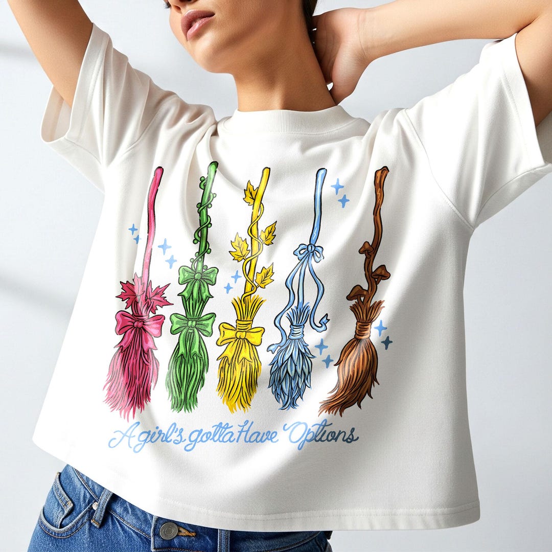 Witchy Brooms PNG With A Girl's Gotta Have Options, Colorful Magical ...