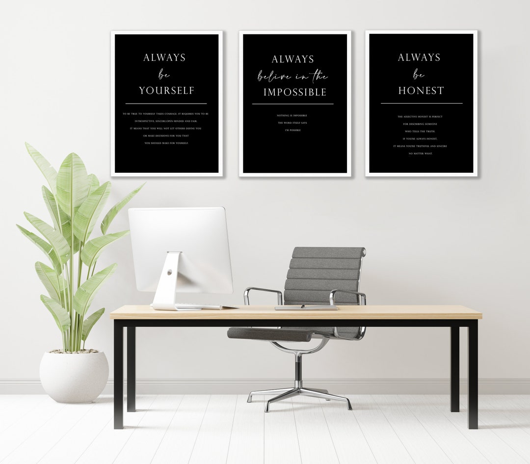 Office Decor, Set of 3 Poster, Motivational Phrases, Wall Collage Kit ...