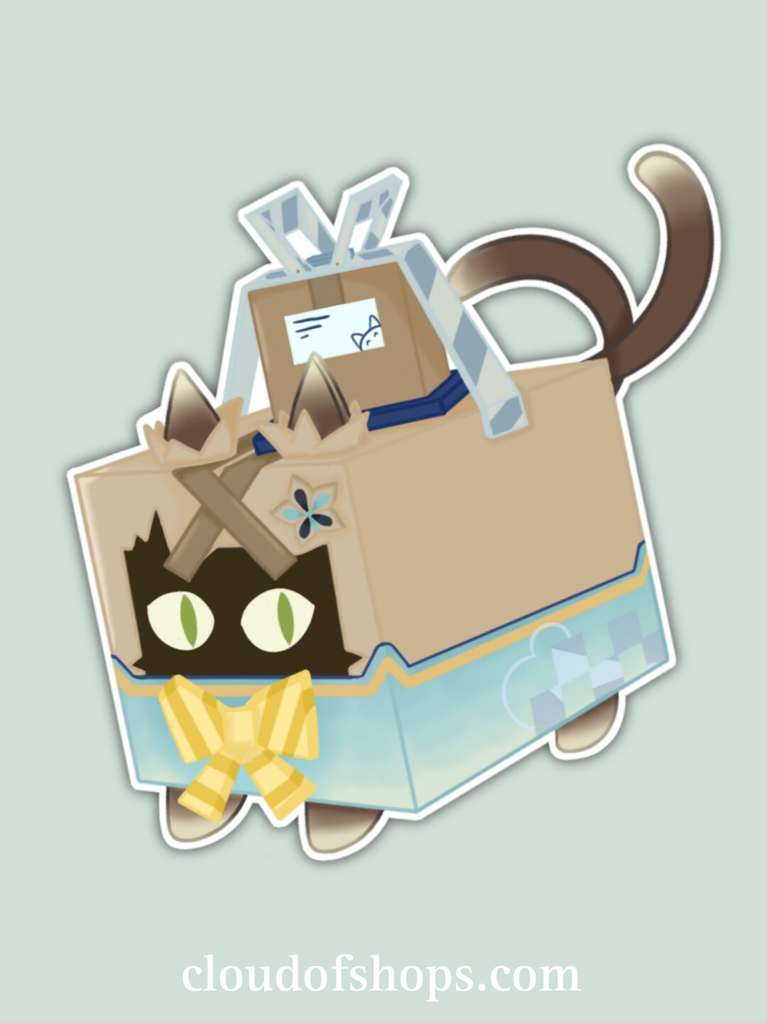 Genshin Impact Fanart Kirara Nekomata Cat Box Form Inazuma Diecut ...