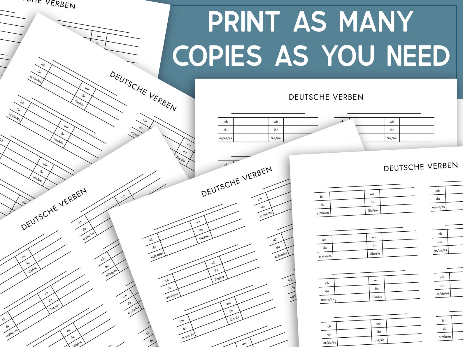 Printable German Verb Table Practice, German Verb Conjugation Worksheet ...