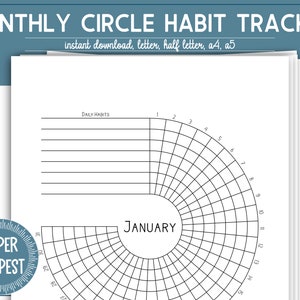 Monthly Color in Circle Habit Tracker Template, Annual Habit Planner ...