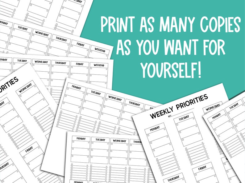 Printable Weekly Priority Planner Organizer to Do List - Etsy
