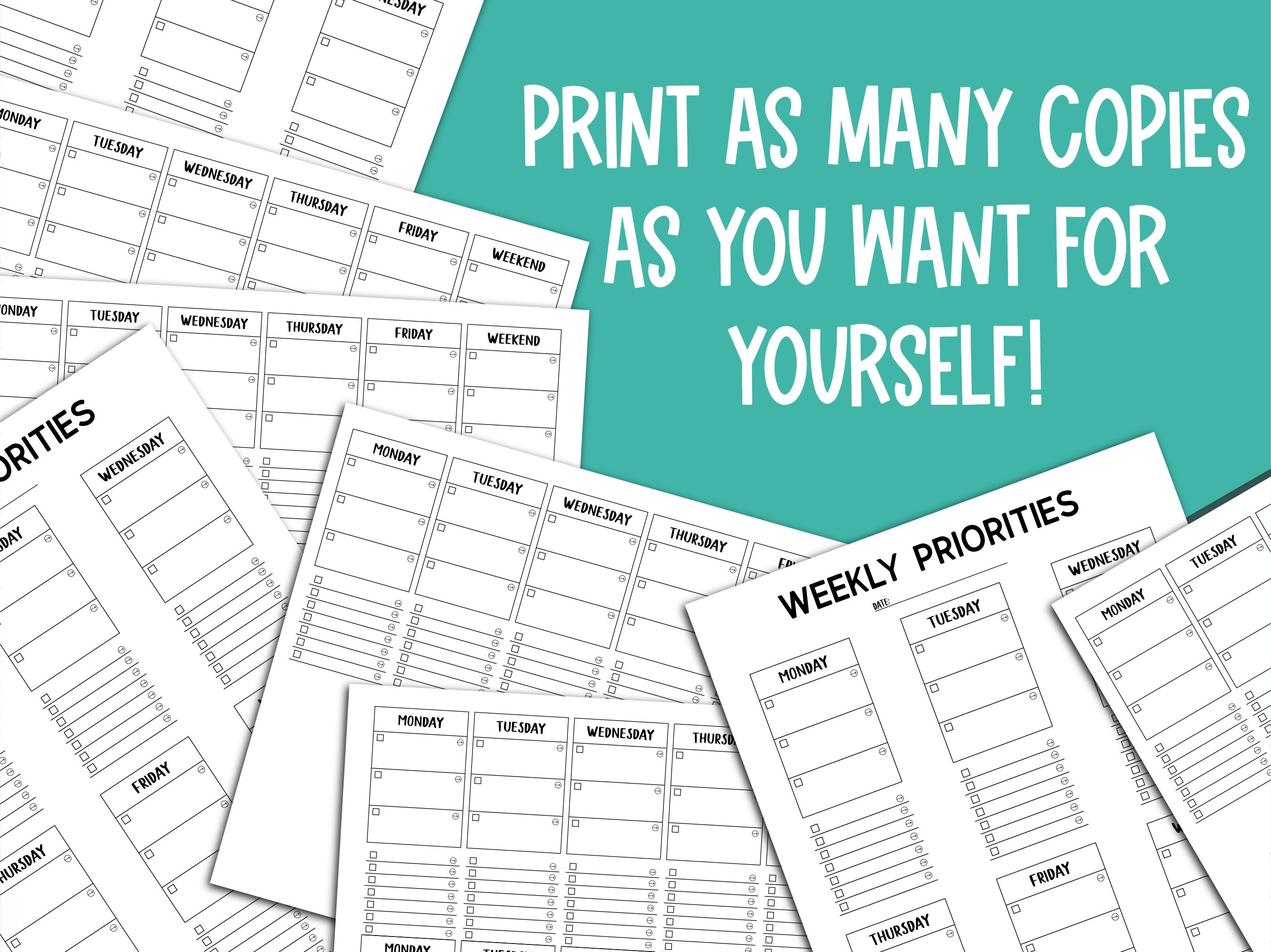 Printable Weekly Priority Planner Organizer to Do List - Etsy