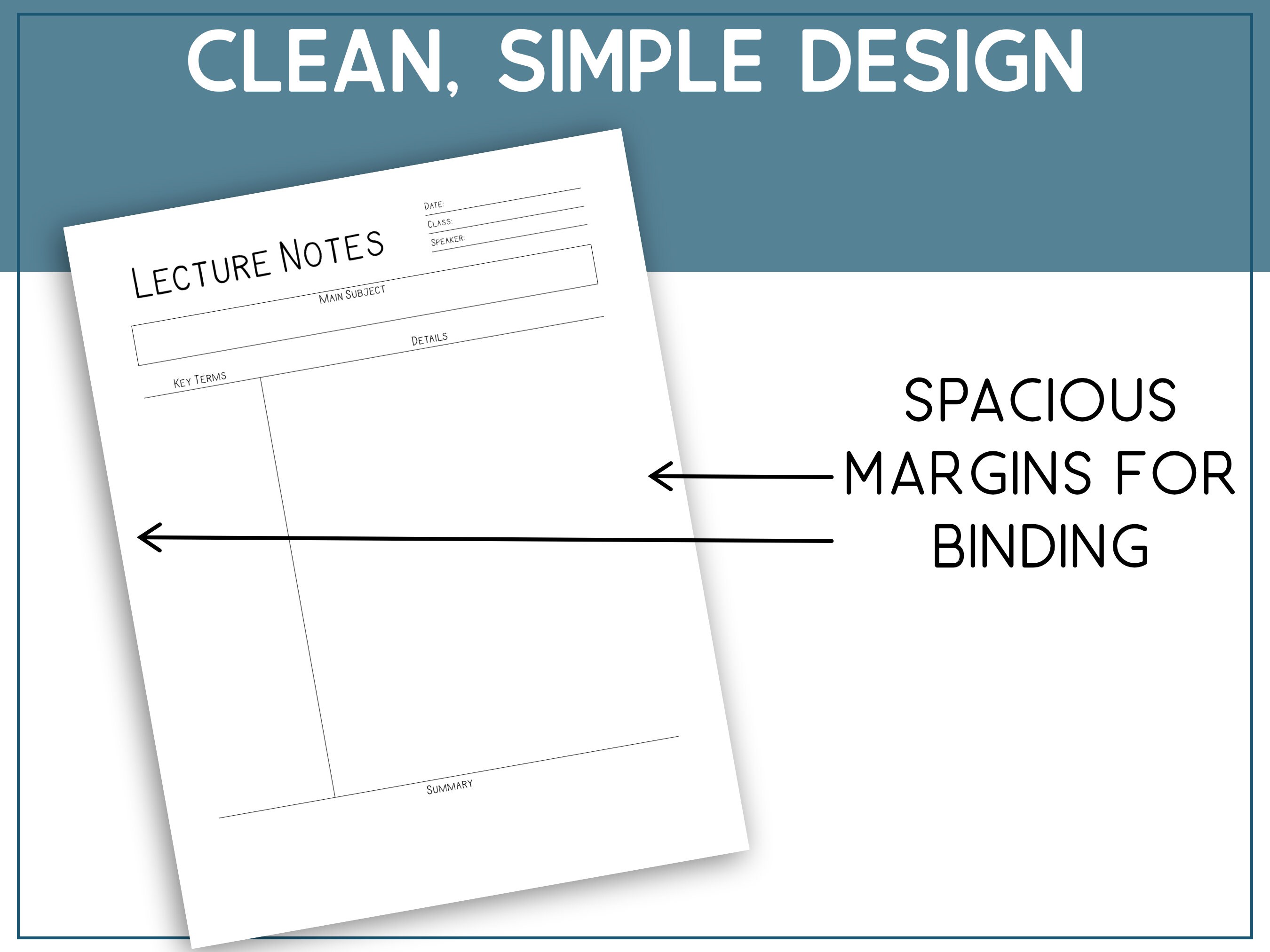 Printable Lecture Notes Template Printable Class Notes Course Notes