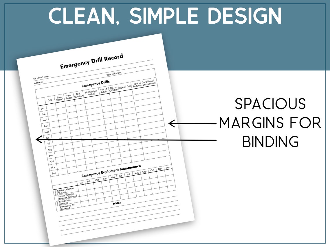 Printable Emergency Evacuation Log, Emergency Drill Record, Fire Drill ...