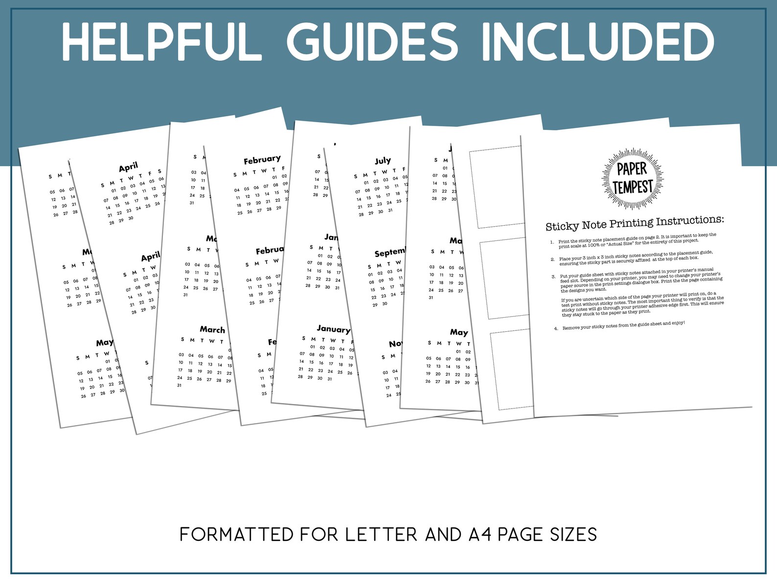 Printable 2025 Calendar Sticky Note Template, Planner Sticky Notes, 3 ...