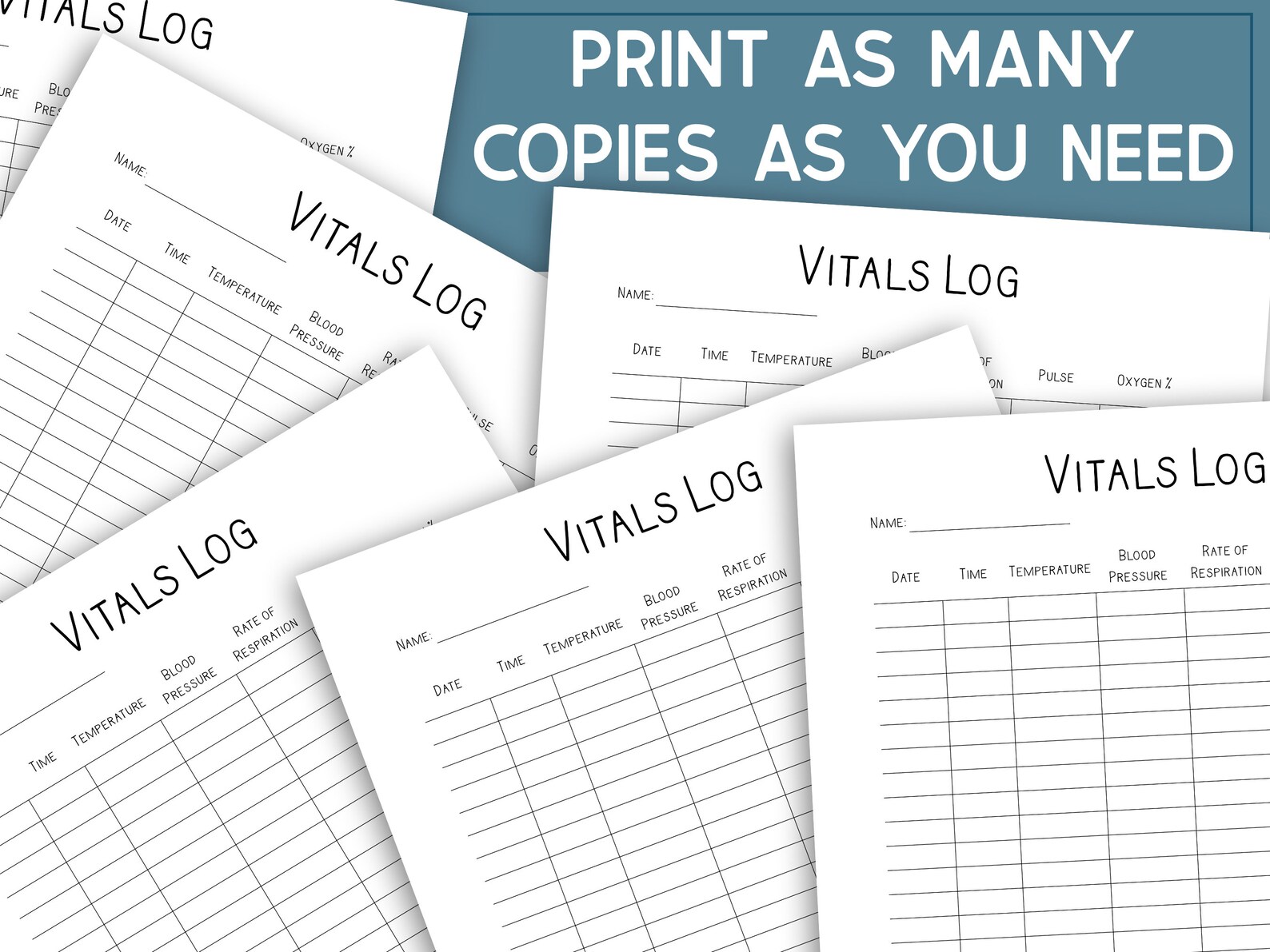 Printable Vitals Log, Vital Signs Tracker, Blood Pressure Tracker ...