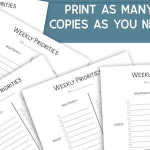 Weekly Priority Matrix Printable, Weekly Priority Planner, Weekly ...