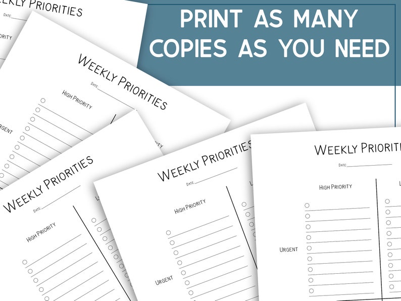 Weekly Priority Matrix Printable, Weekly Priority Planner, Weekly ...