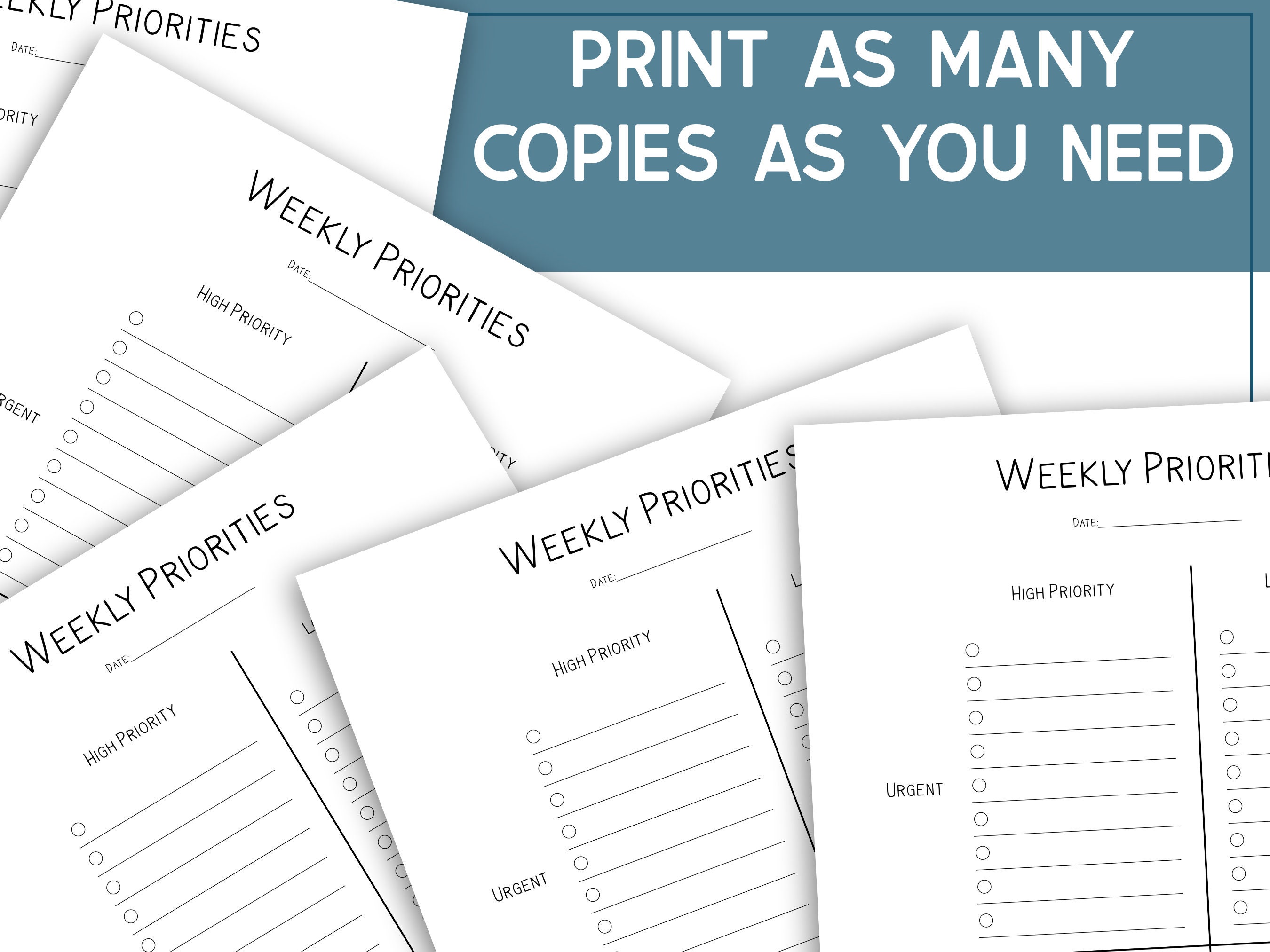Weekly Priority Matrix Printable, Weekly Priority Planner, Weekly ...