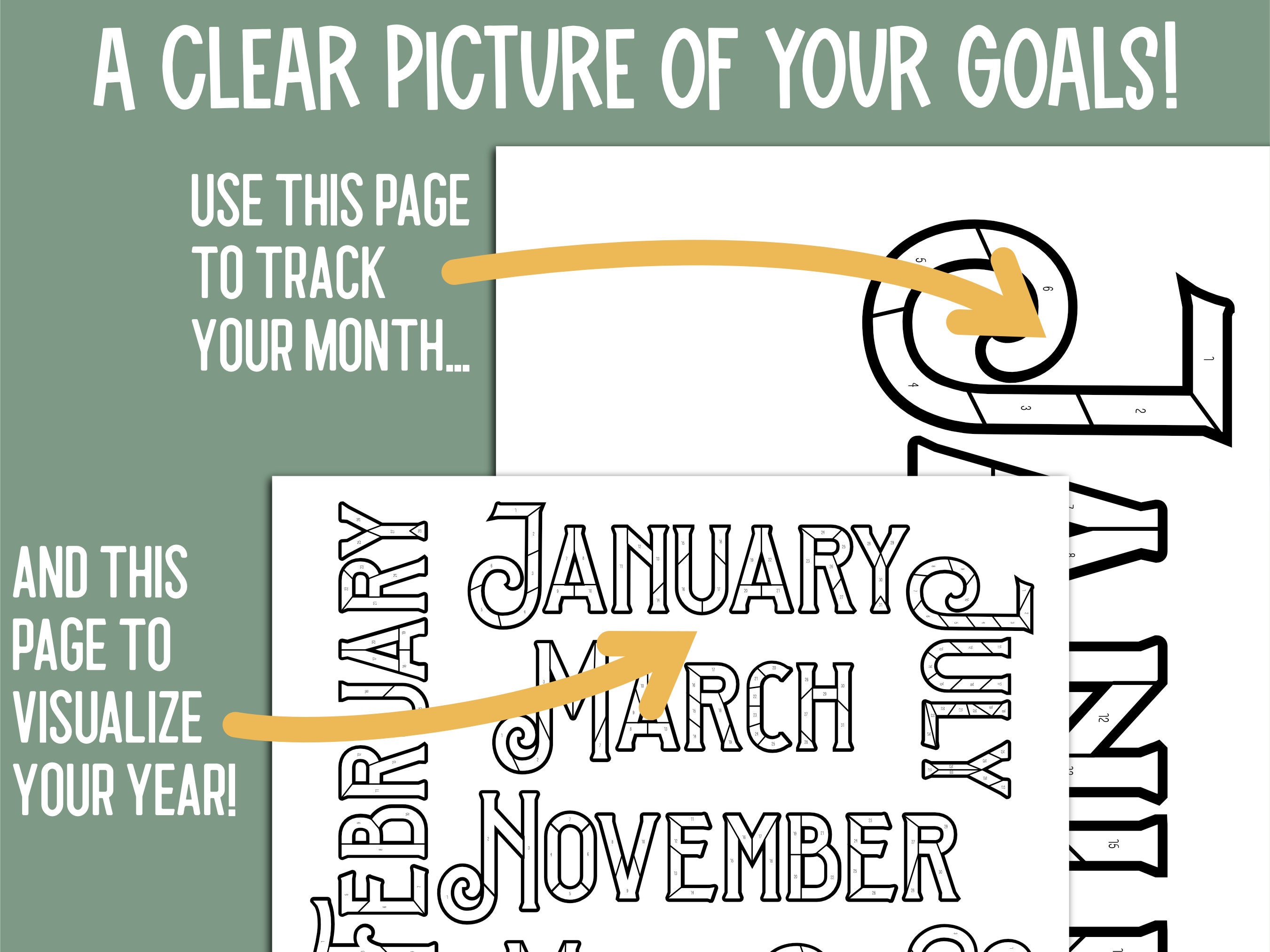 Monthly Color in Habit Tracker, Annual Exercise Tracking, Daily ...