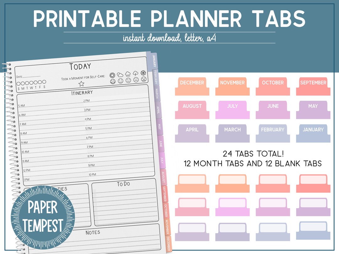 Pastel Sunset Printable Planner Tabs, Vaporwave Binder Divider Tabs ...