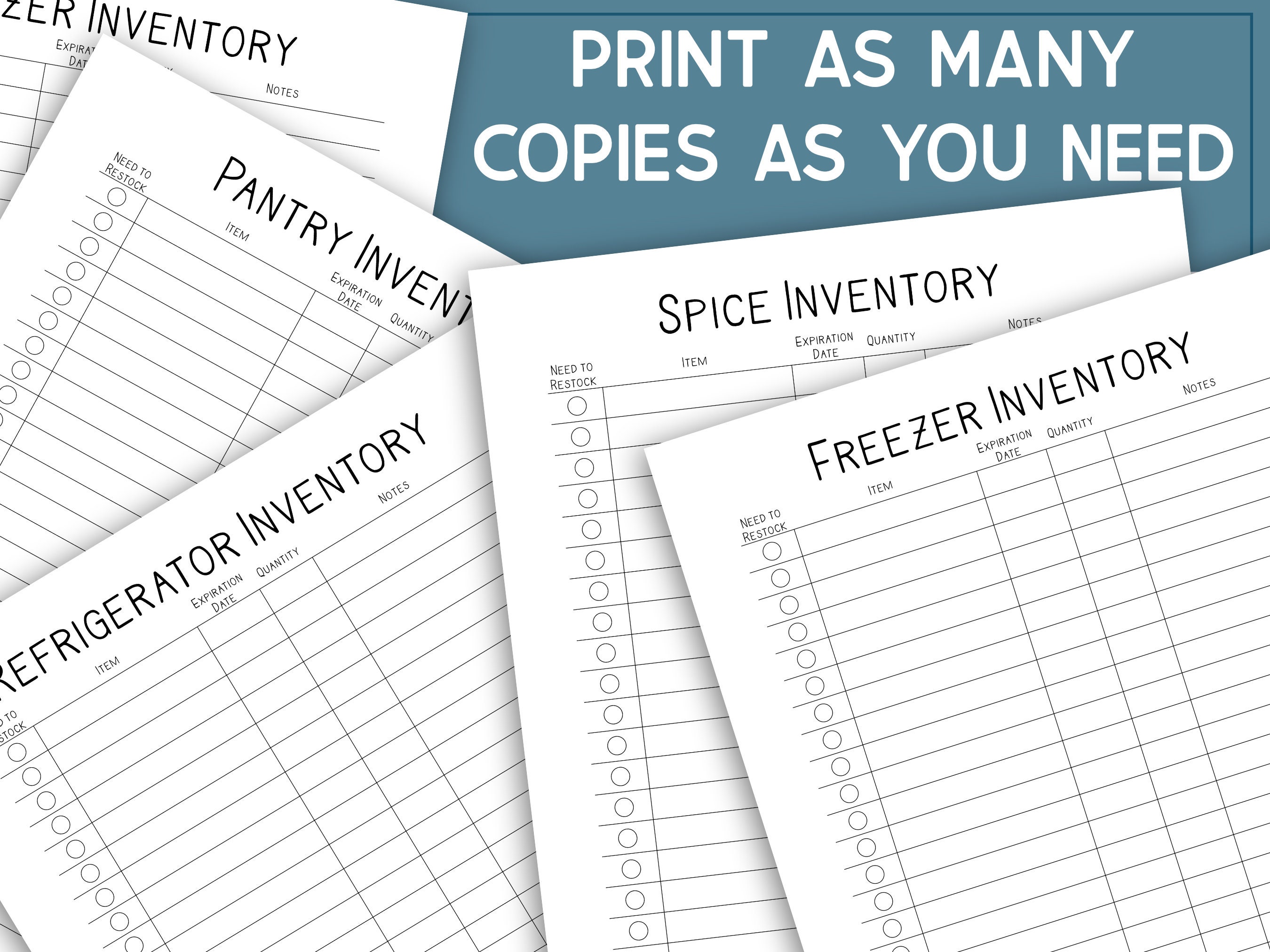 Printable Kitchen Inventory Pantry Supplies Template Food - Etsy