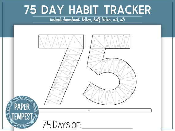 Color in 75 Day Habit Tracker Exercise Tracking Daily - Etsy
