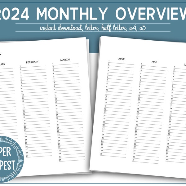 Blank 2024 Printable Calendar - Etsy