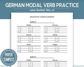 German Verb Conjugation Practice Sheet - Etsy