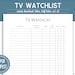 Printable TV Watchlist, TV Show Tracker, Television to Watch List ...