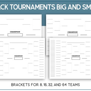 Printable Tournament Bracket Bundle, Single Elimination Sports Bracket ...