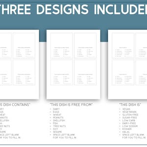 Printable Food Allergy Tags for Buffets, Printable Food Cards for ...