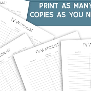 Printable TV Watchlist, TV Show Tracker, Television to Watch List ...