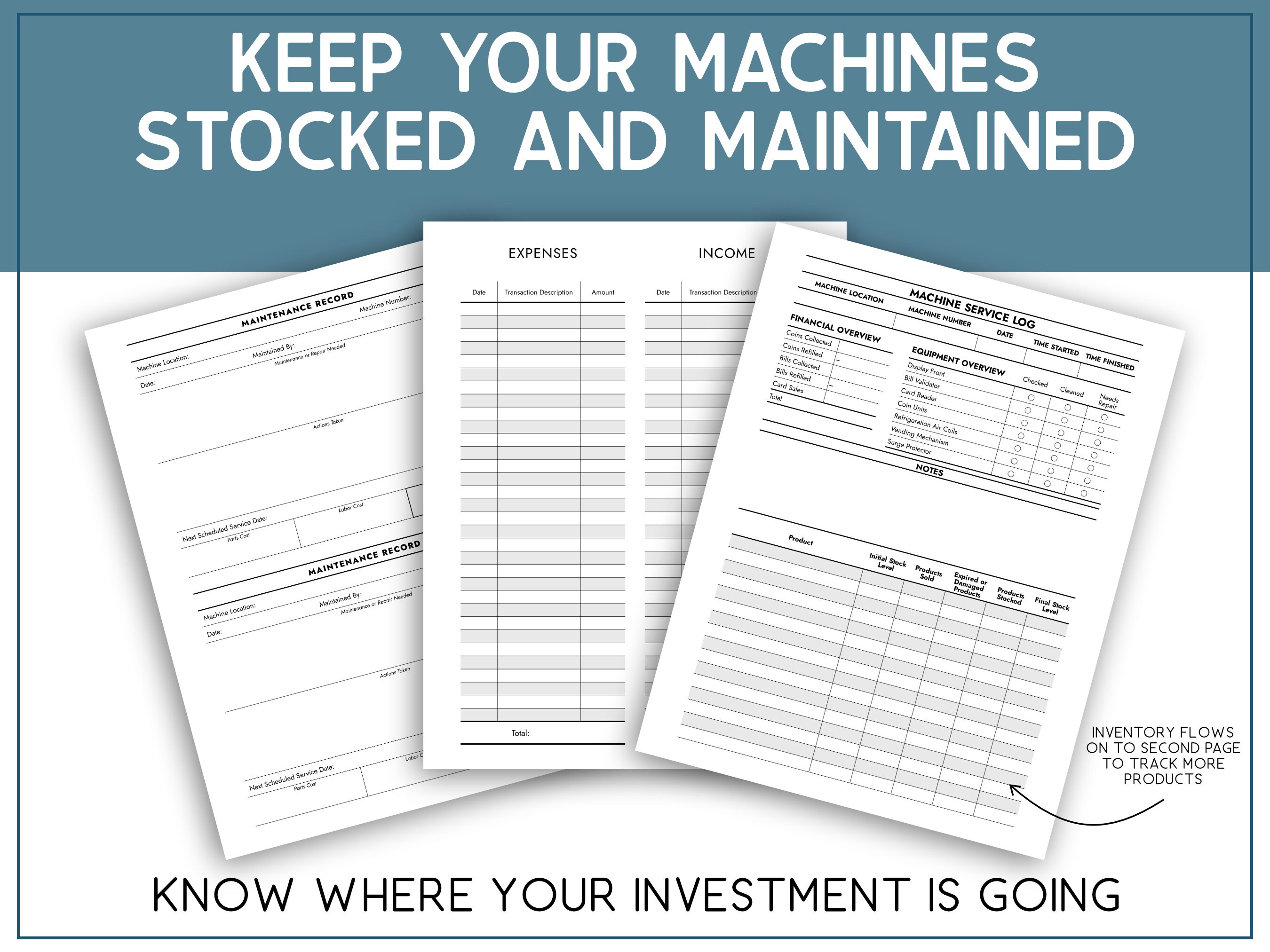 Printable Vending Machine Business Bundle, Vending Machine Inventory ...