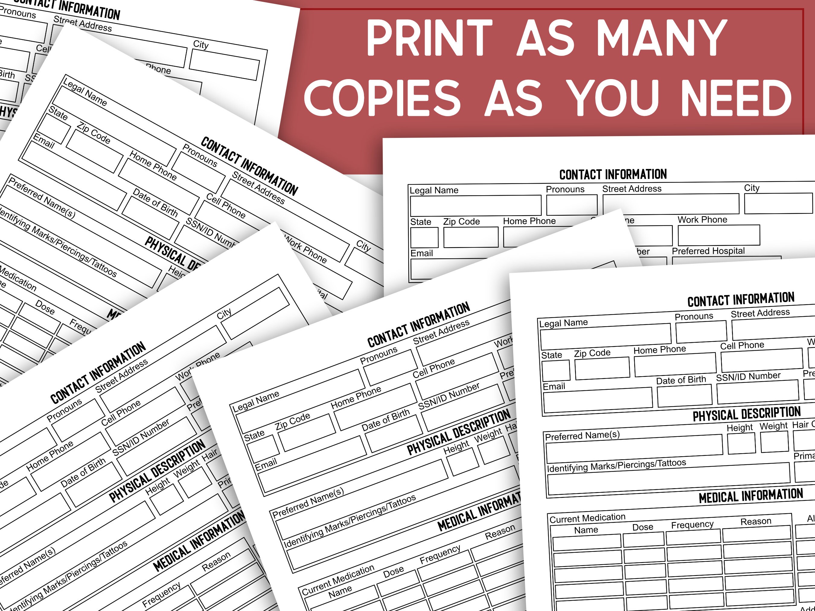 Emergency Medical Information Binder Page Download, Health Journal ...