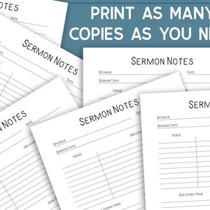 Printable Sermon Notes Template, Church Note Taking Template, Sermon ...