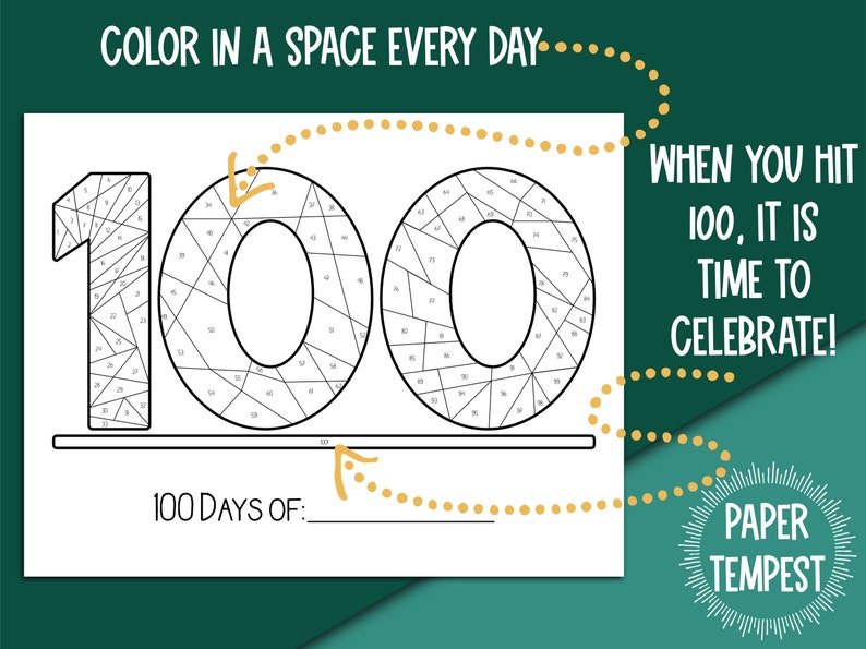 Color in 100 Day Habit Tracker, Exercise Tracking, Daily Coloring Page ...