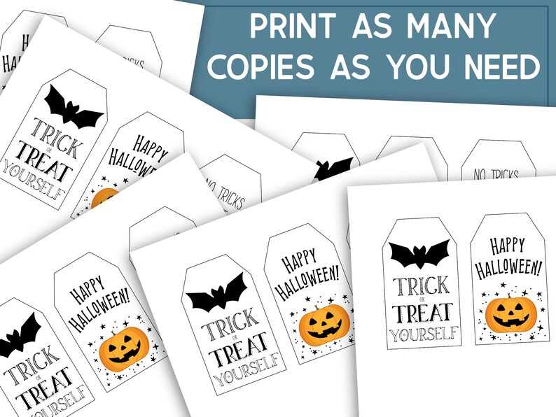 Printable Halloween Gift Tags Template Trick or Treat Tags - Etsy
