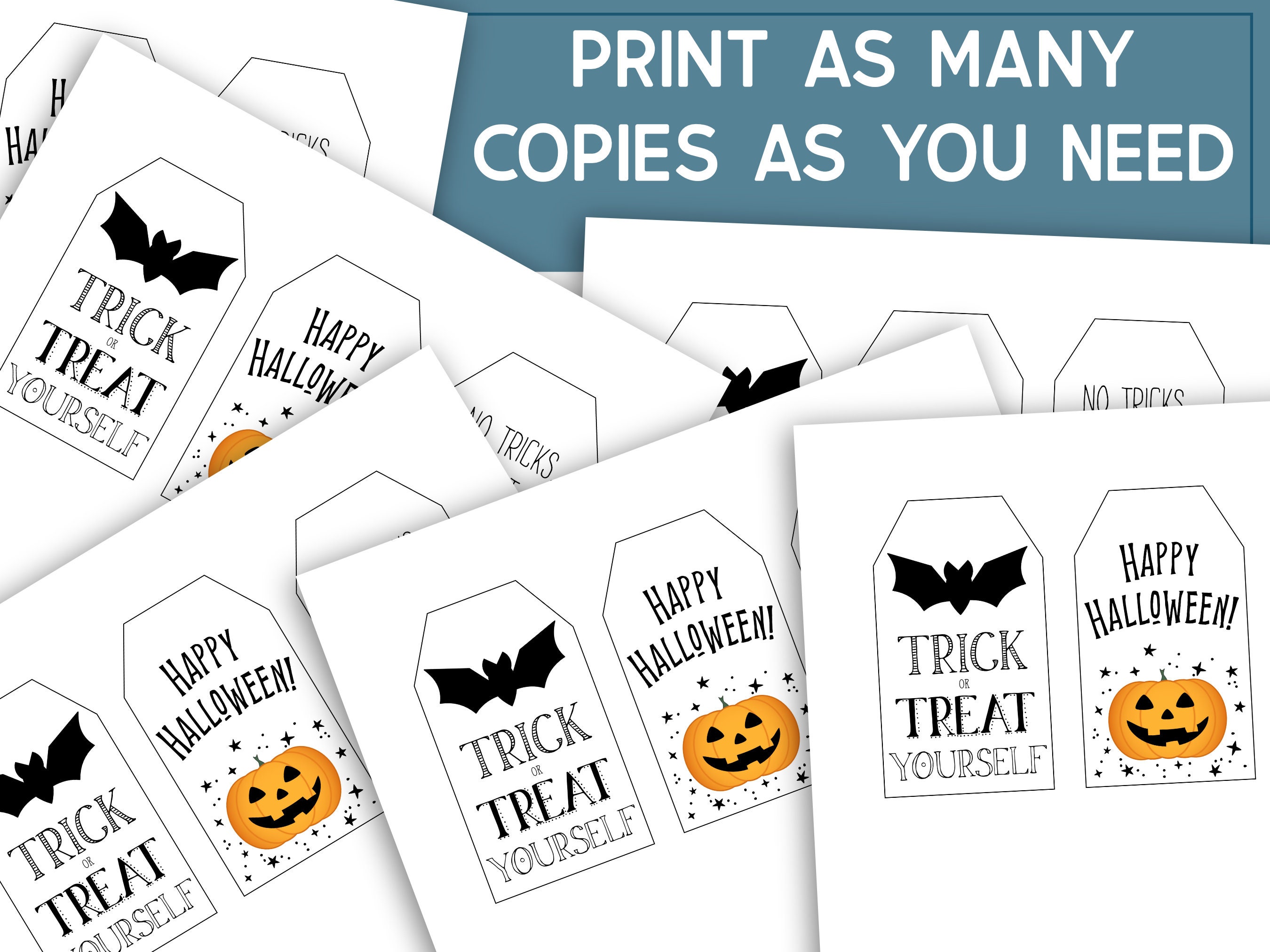 Printable Halloween Gift Tags Template, Trick or Treat Tags Instant ...