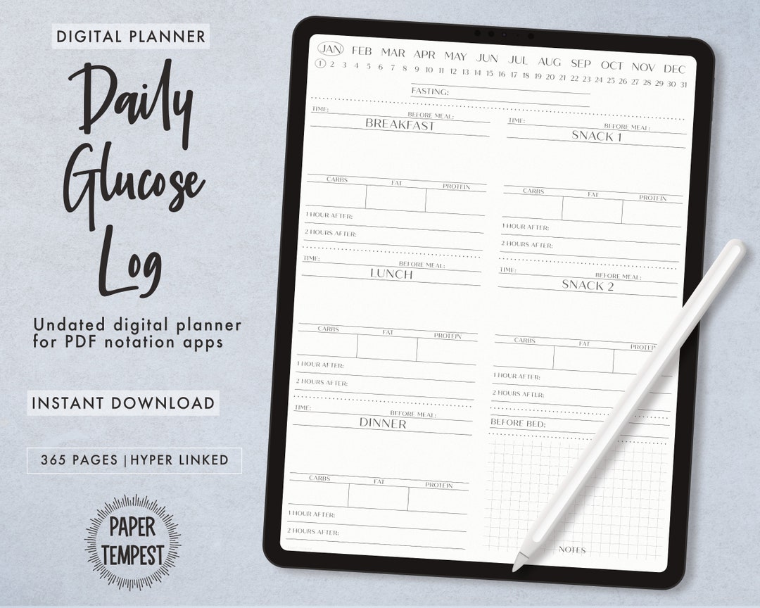 Digital Diabetes Log Book, Blood Sugar Glucose Tracker, Diabetes ...