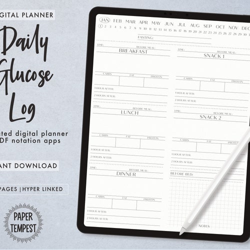 Digital Diabetes Log Book Blood Sugar Glucose Tracker - Etsy