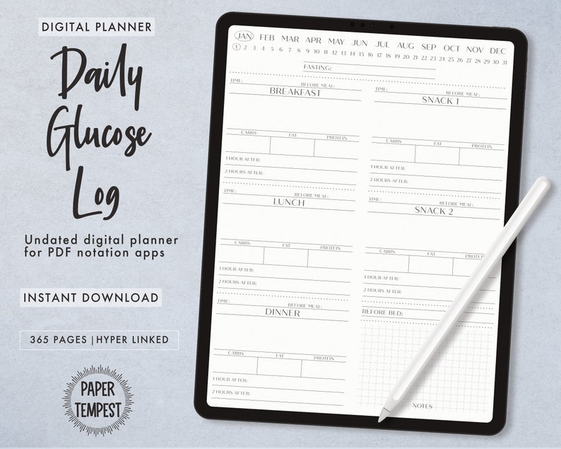 Digital Diabetes Log Book Blood Sugar Glucose Tracker - Etsy