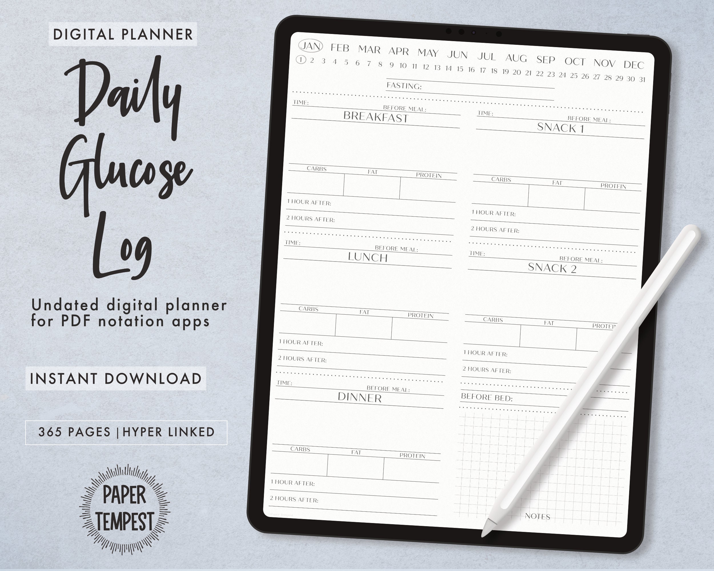 Digital Diabetes Log Book, Blood Sugar Glucose Tracker, Diabetes ...
